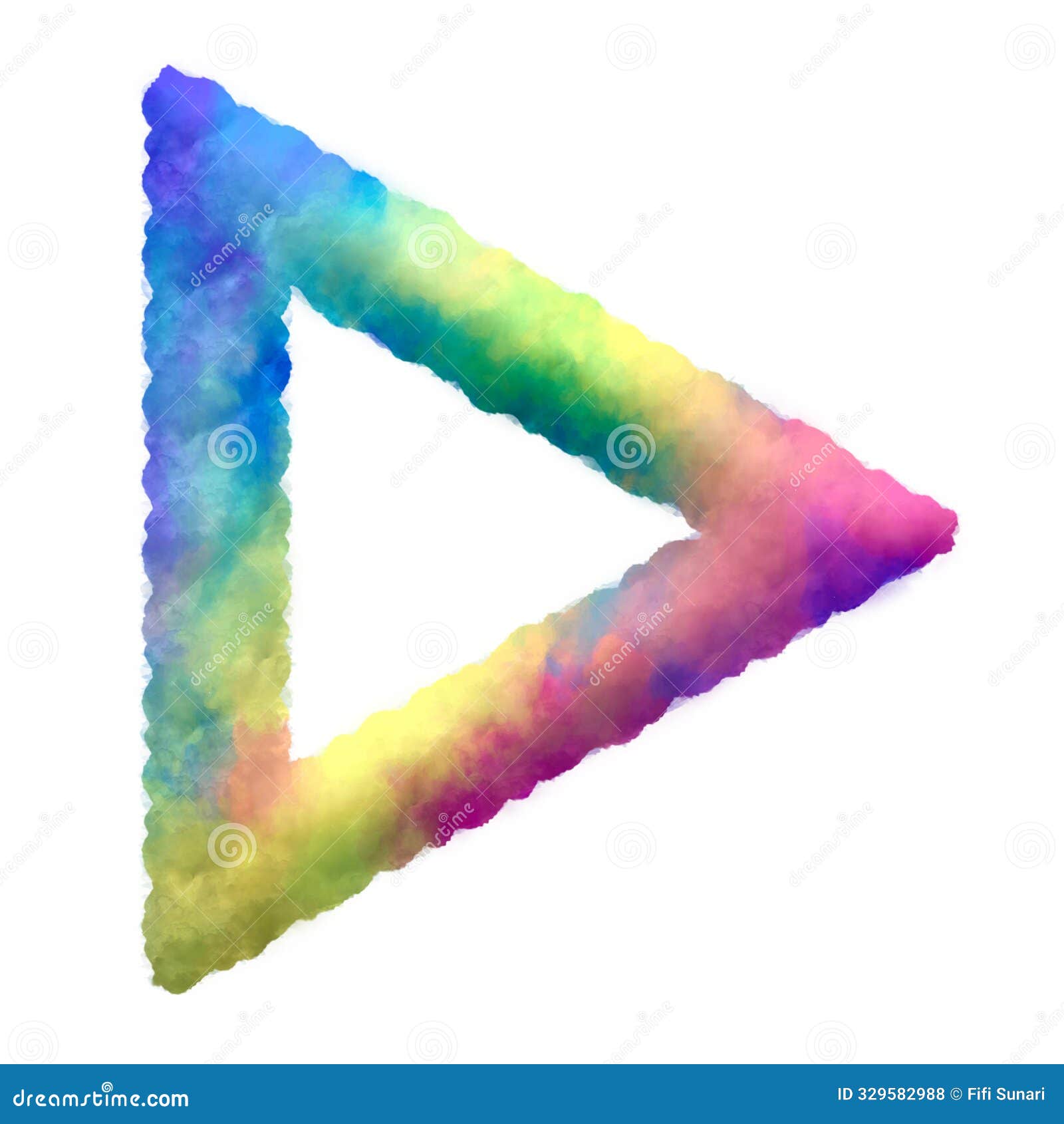Colorful Fluffy Clouds Triangle Arrow Frame Outline Border, Isolated on ...