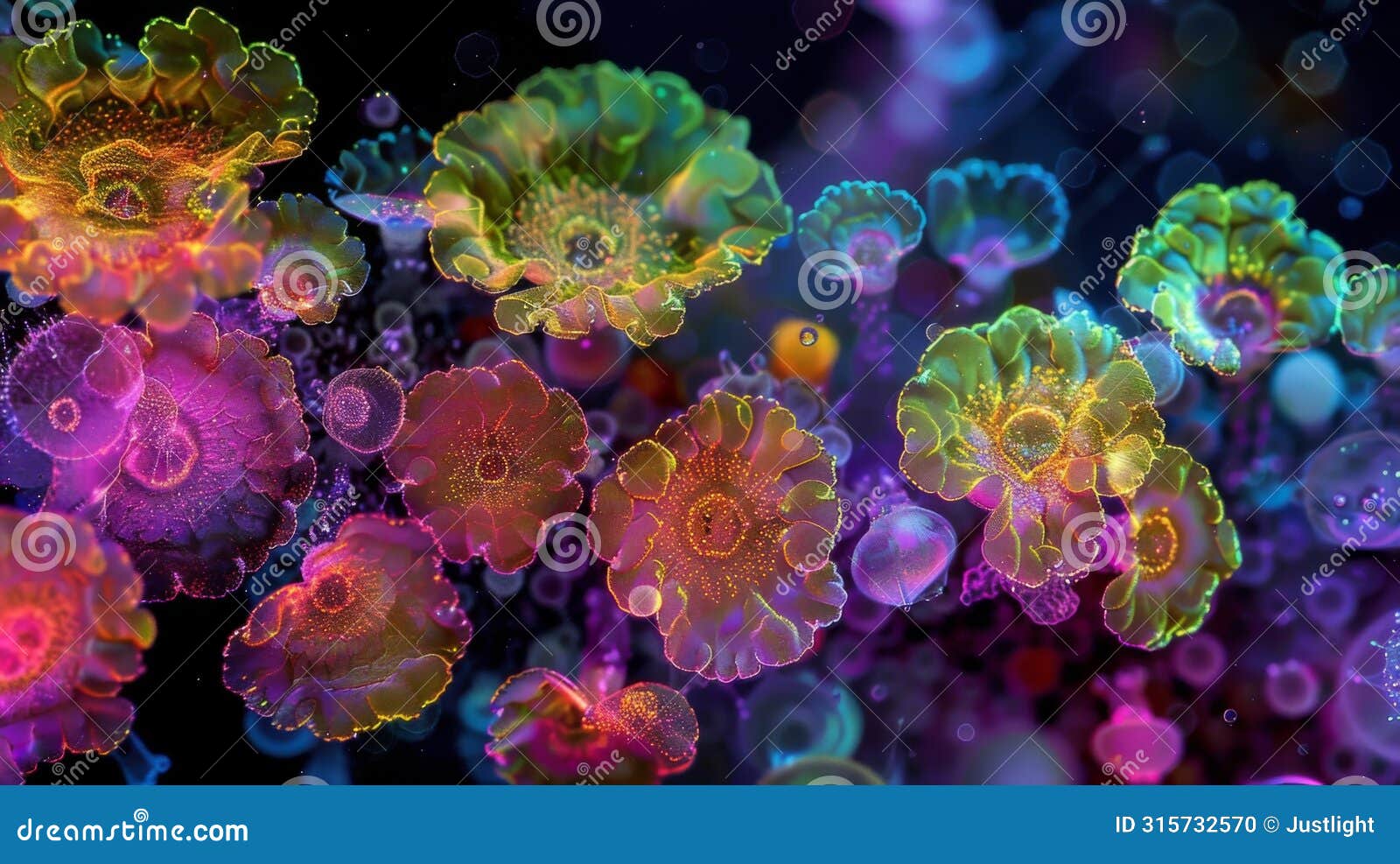 A Colorful Fluorescence Microscopy Image of Multiple Euglenoids ...