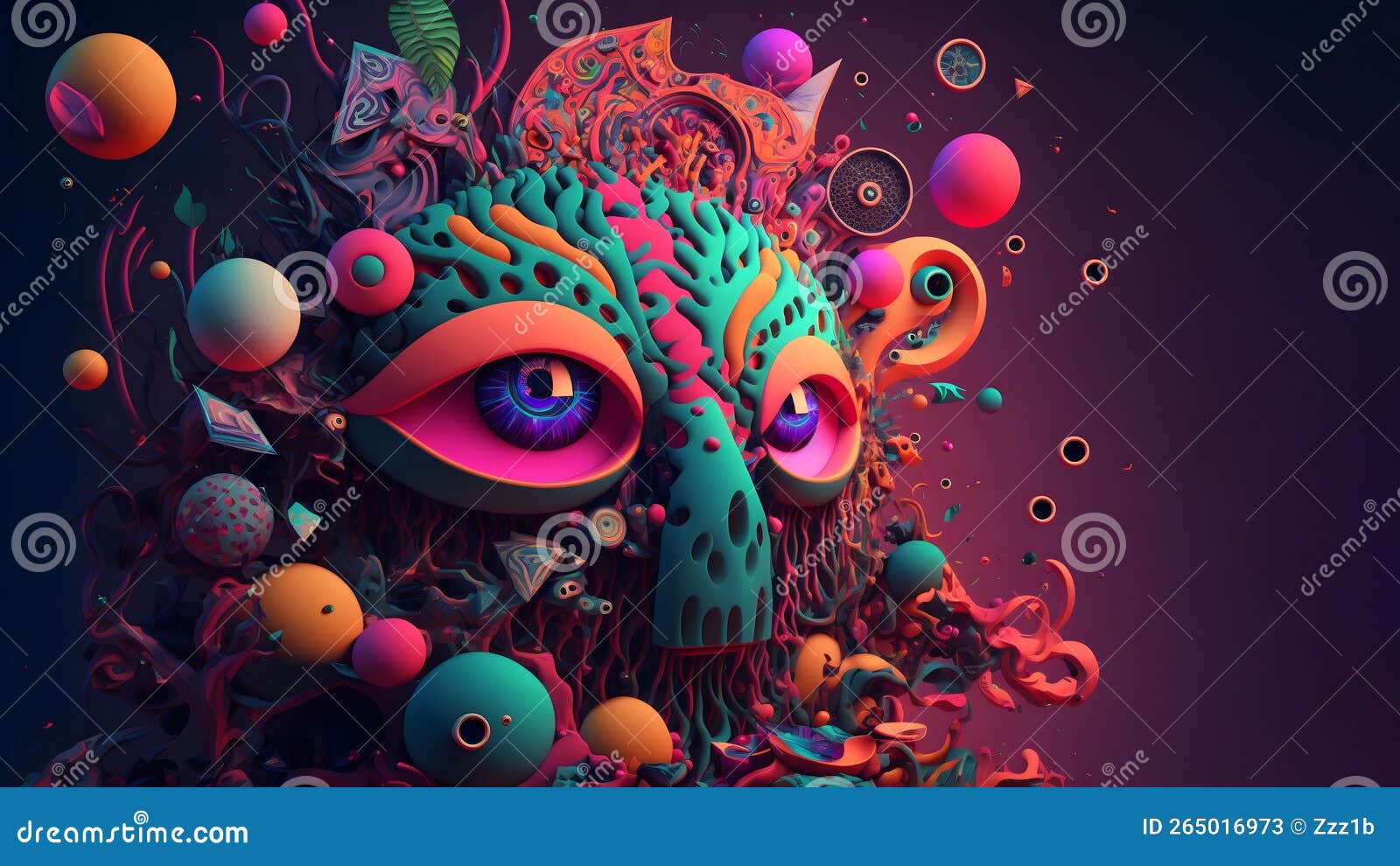 Abstract Colorful Fluorescent Neon Psychedelic Background, Neural ...