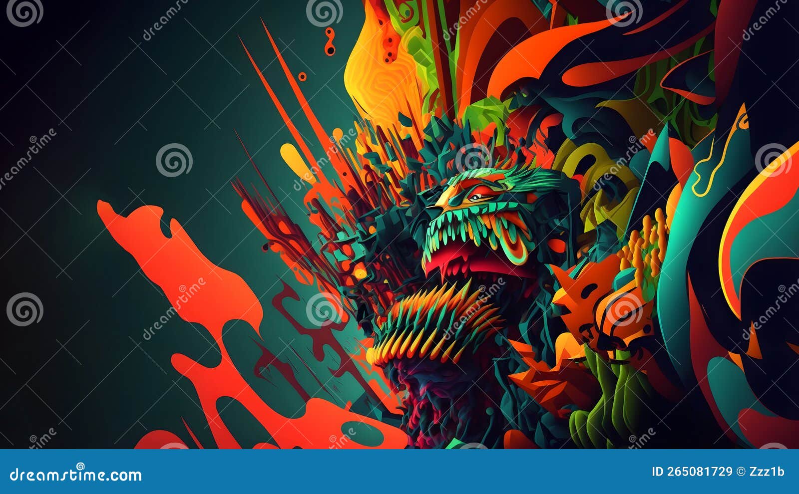 Abstract Colorful Fluorescent Neon Psychedelic Background, Neural ...