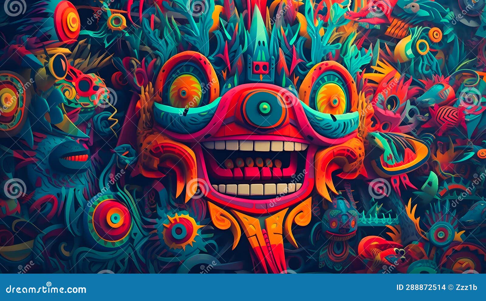 Abstract Colorful Fluorescent Neon Psychedelic Background, Neural ...