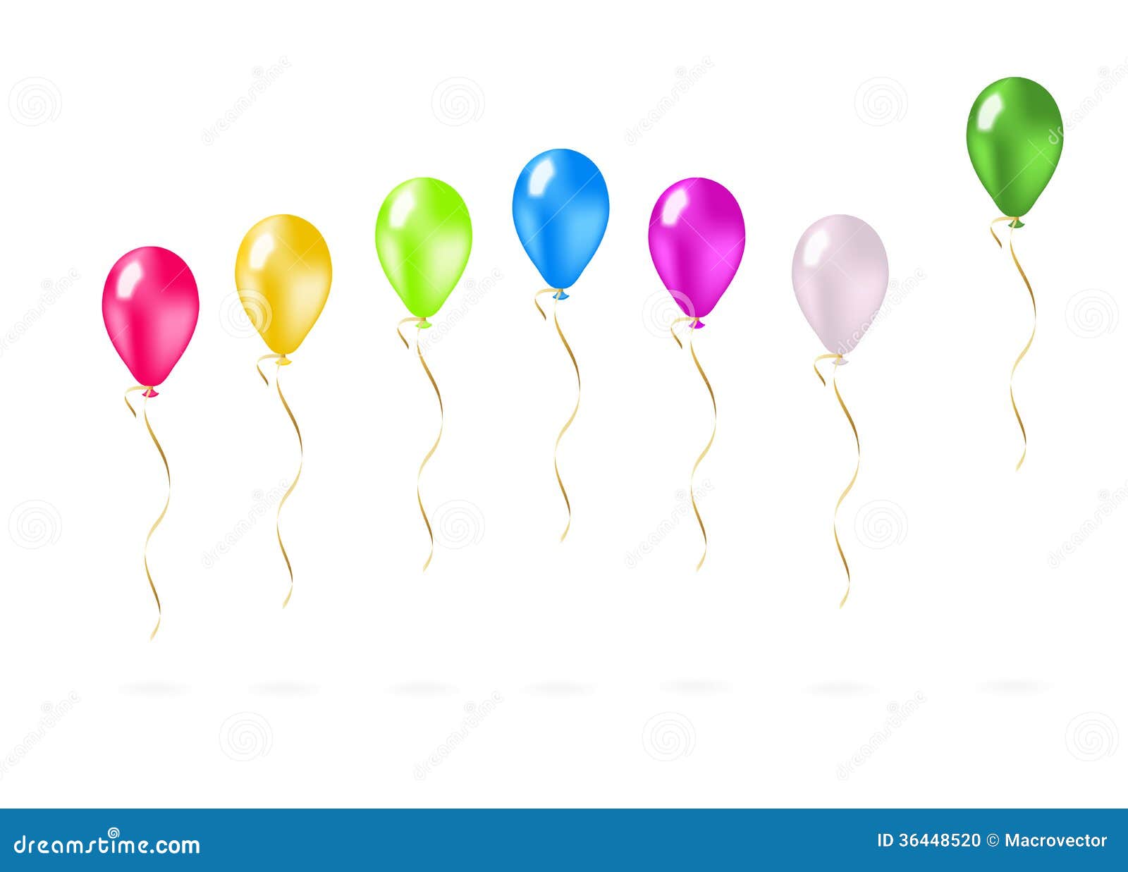 Colorful Flying Balloons in a Row Stock Vector - Illustration of white ...
