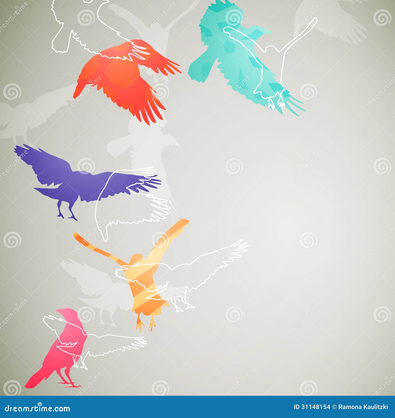 Colorful flying birds stock illustration. Illustration of banner - 31148154