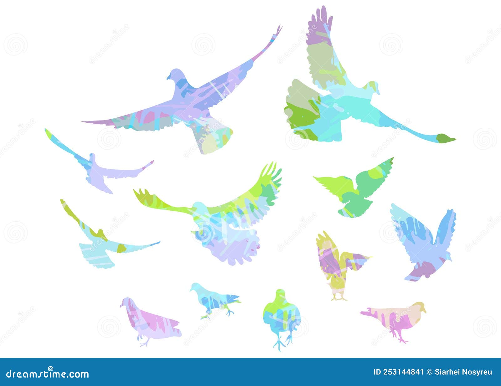 Colorful Flying Birds. Vector Illustration Stock Vector - Illustration ...