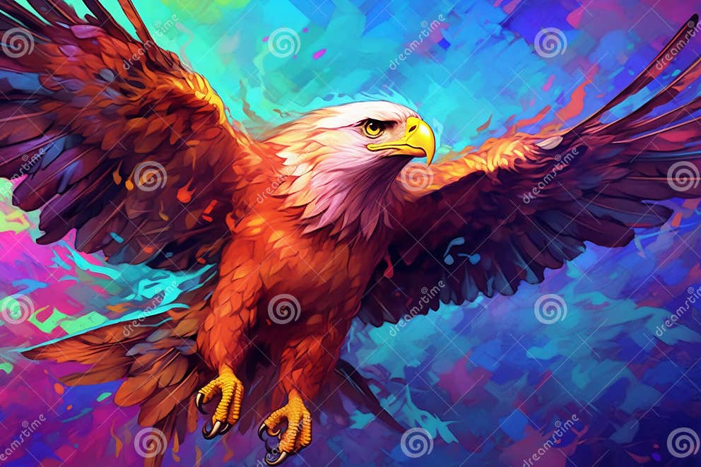 Colorful Flying Eagle Vivid. Generated AI Stock Photo - Image of parrot ...
