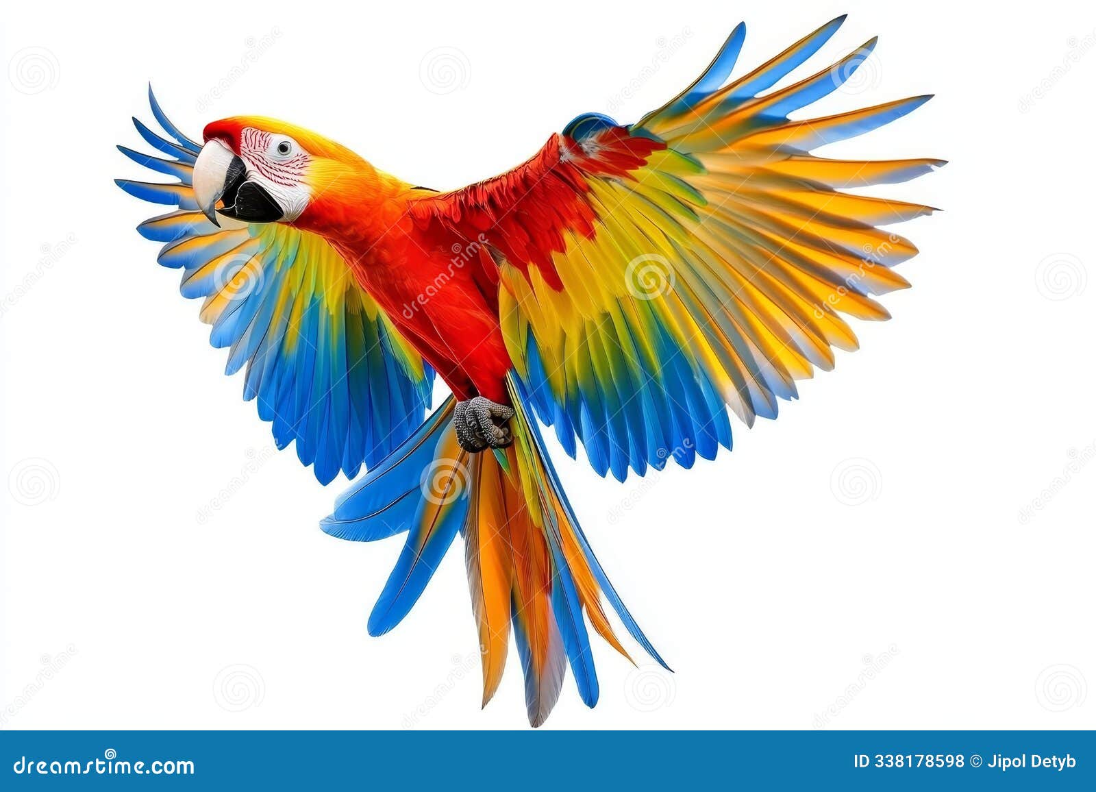 Colorful Flying Parrot Isolated on White. Stock Photo - Image of vivid ...