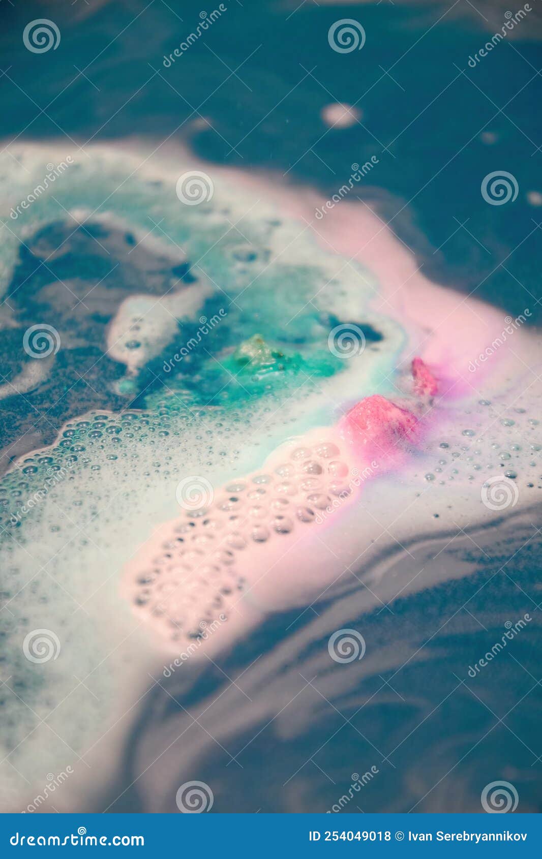 Colorful Foam and Bubbles in the Bath Blue Water Stock Photo - Image of ...