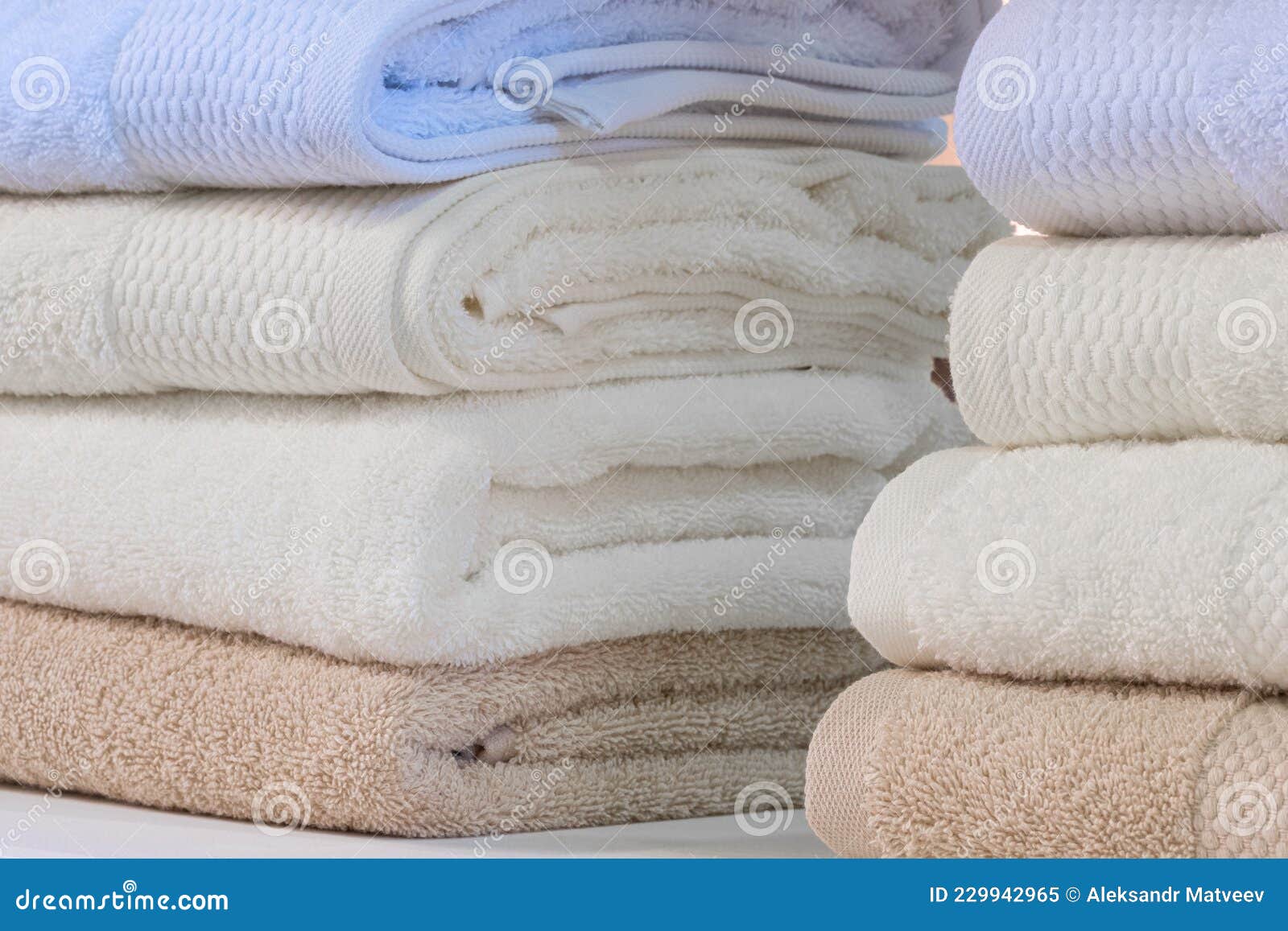 Colorful Folded Towels Stack Closeup Picture Stock Image - Image of ...