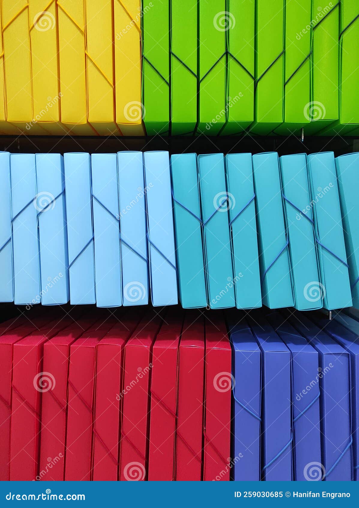 Colorful Folder Stacked on Bookstore Stock Image - Image of green ...