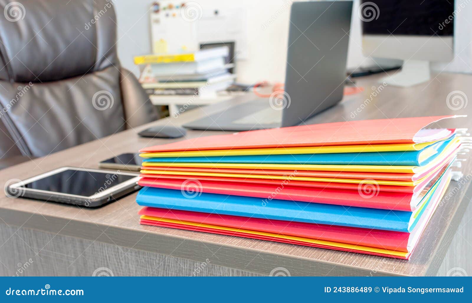 Folders Stack on Manager Table. Stock Image - Image of accounting ...