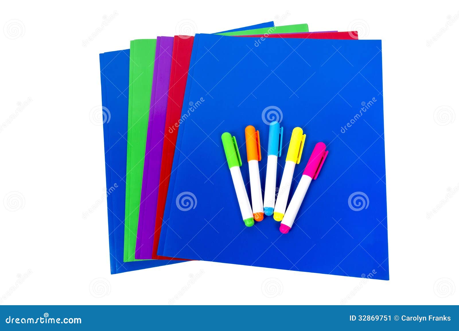 Colorful Folders with Highlighters Isolated Stock Image - Image of ...