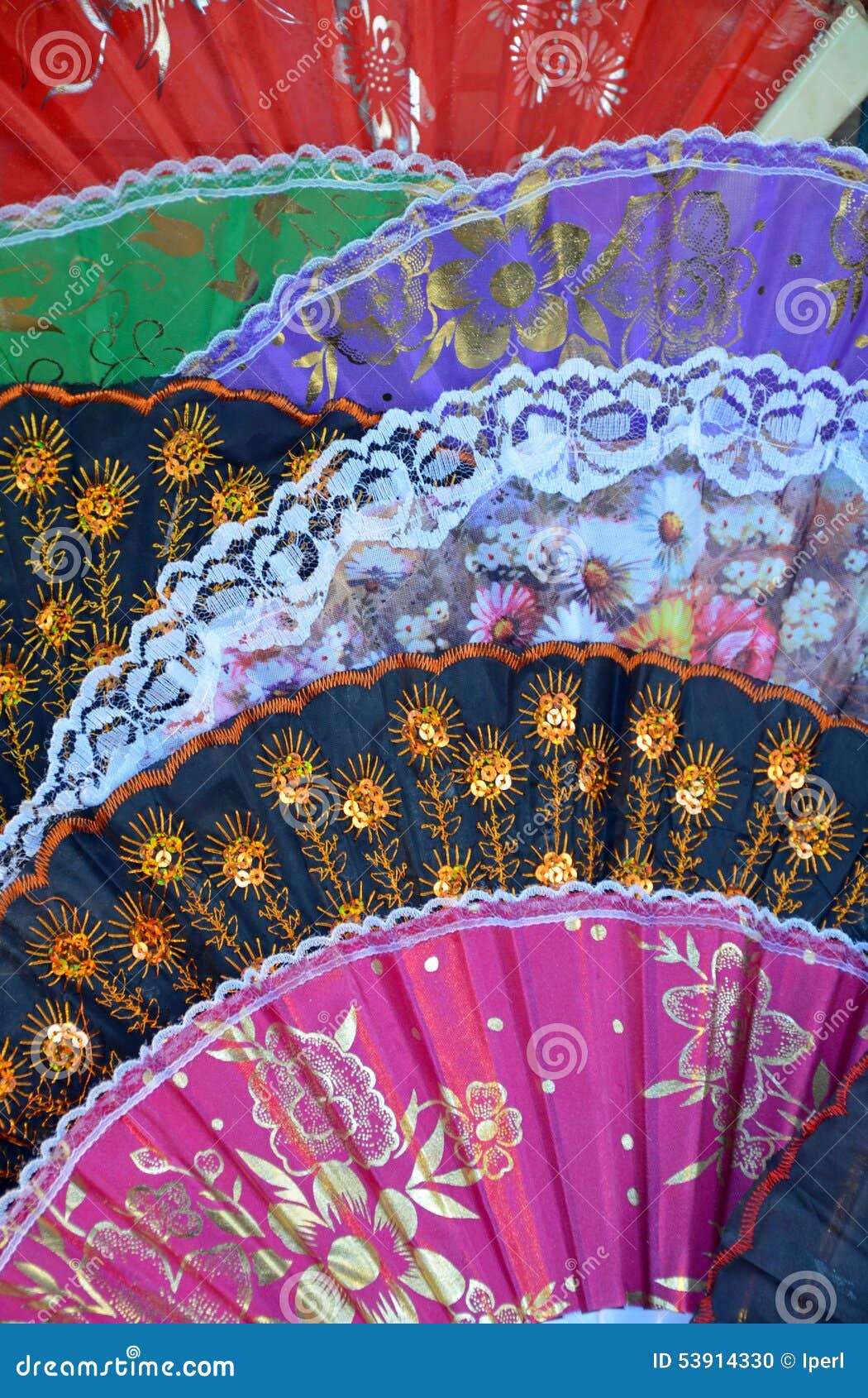 Colorful folding fans stock photo. Image of background - 53914330