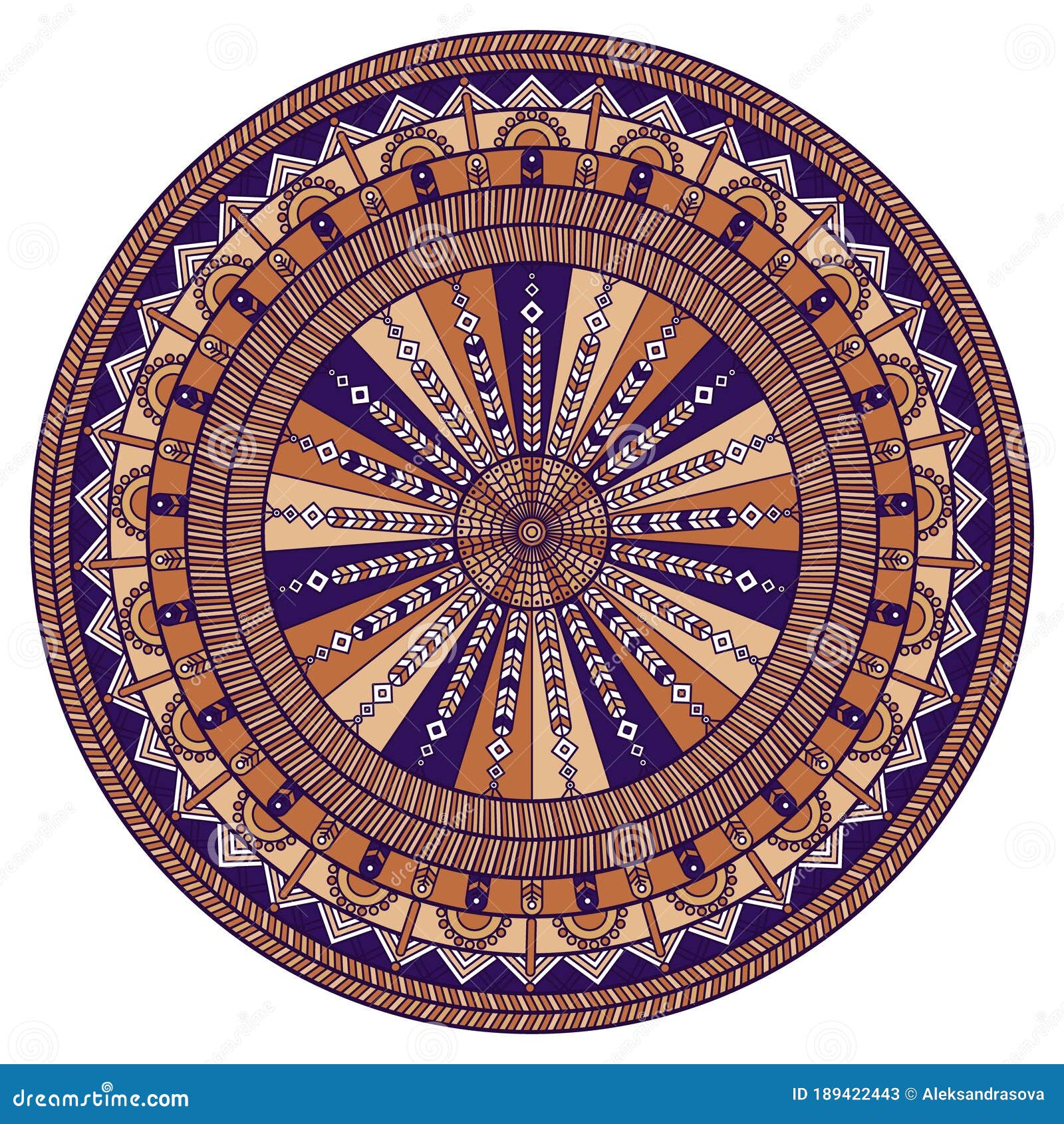 Colorful Folk Mandala Ornament. Native Ethnic Vector Illustration Stock ...