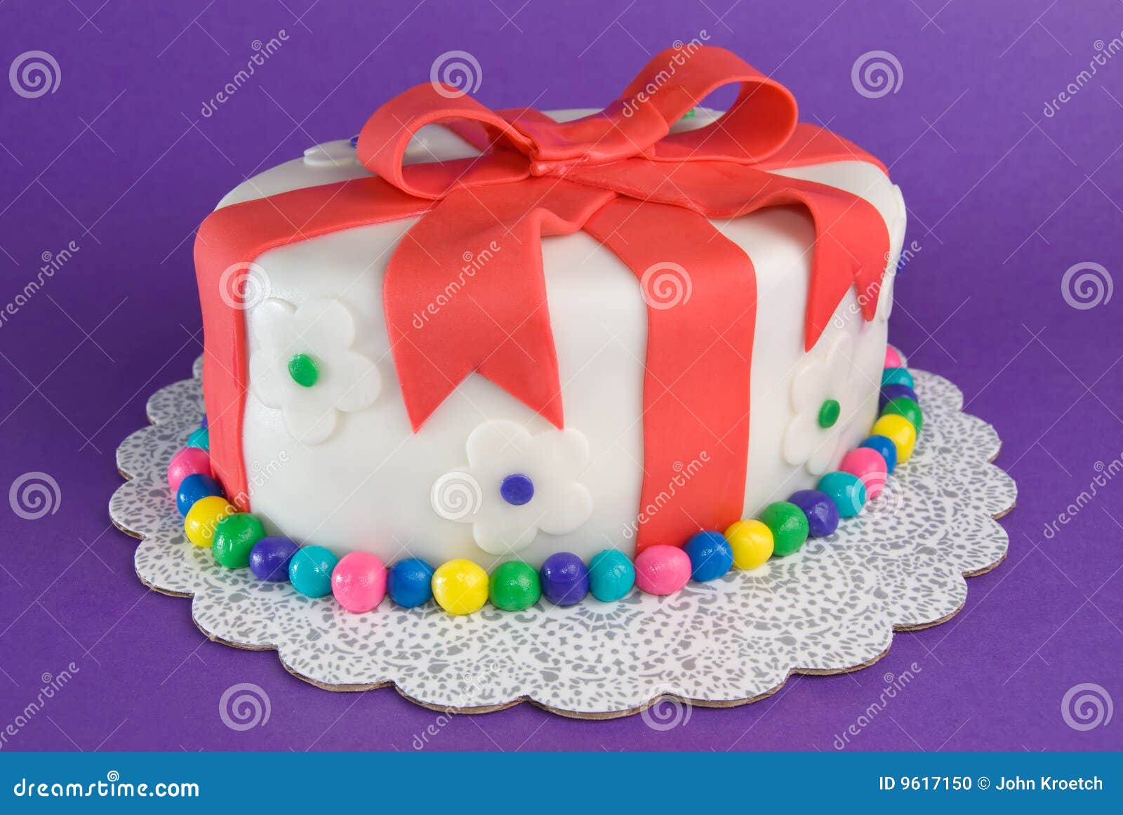 Colorful Fondant Gift Cake stock photo. Image of colorful - 9617150