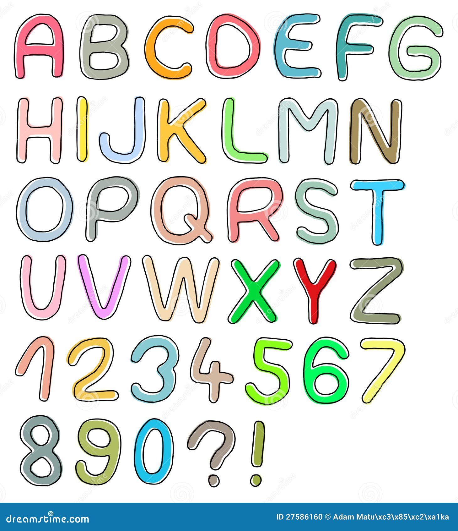 Colorful font stock vector. Illustration of drawing, black - 27586160