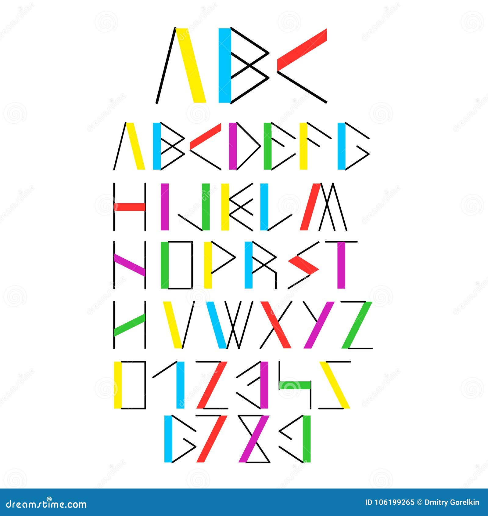 Colorful font stock vector. Illustration of emblem, group - 106199265