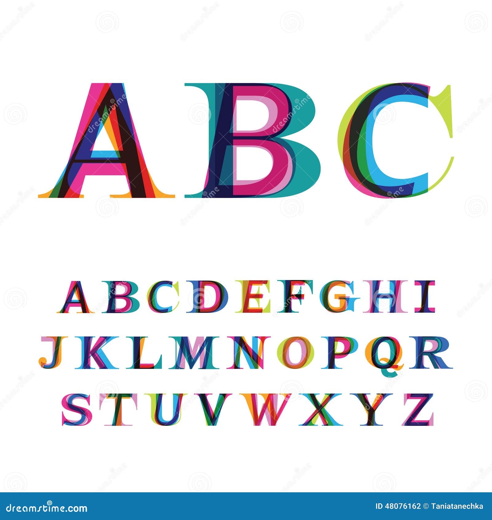 The Colorful Font Consisting of Three Letters Stock Vector ...