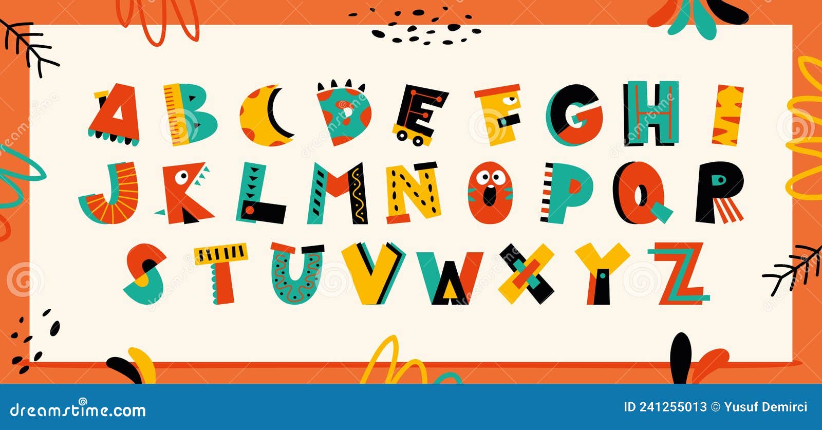 Colorful Font Design with Abstract Shapes Stock Vector - Illustration ...