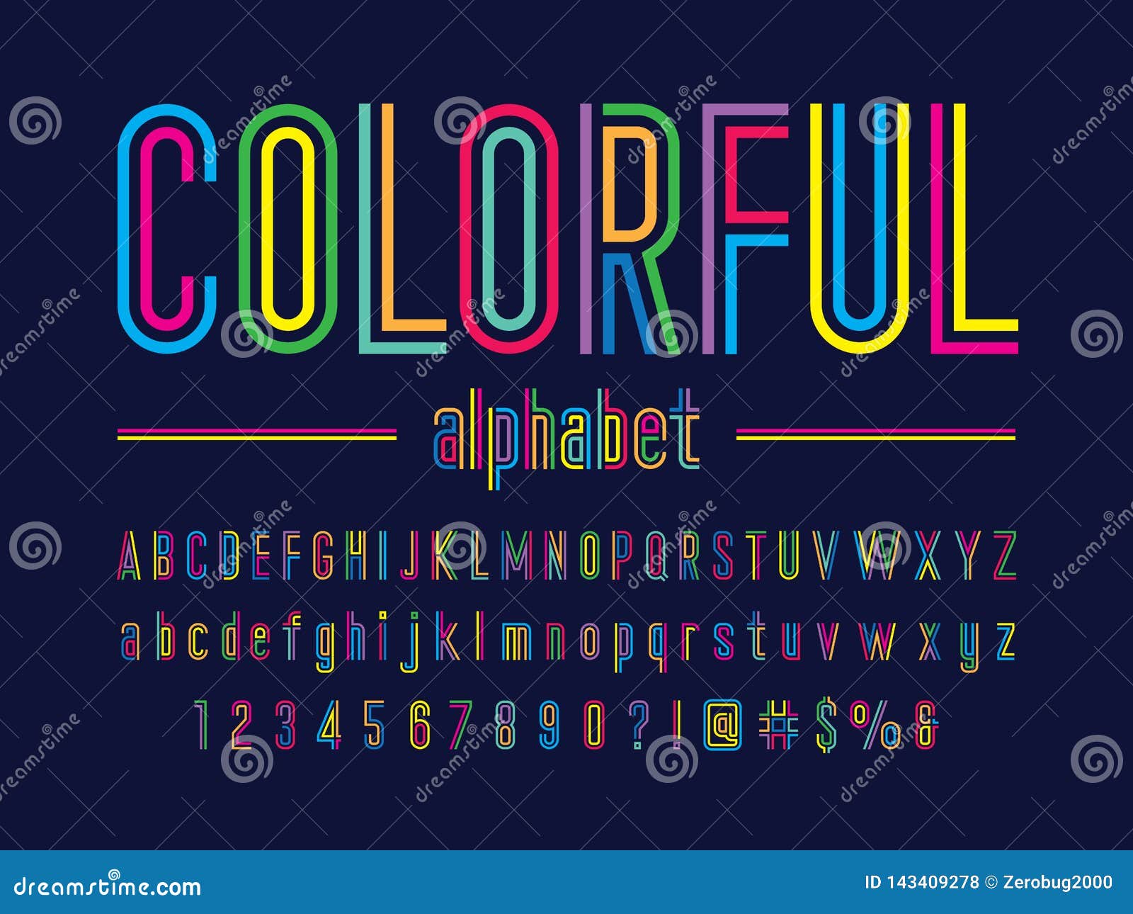 Colorful font stock vector. Illustration of abstract - 143409278