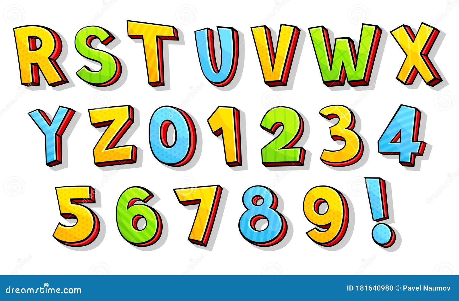 Colorful Font with Volume Letters and Numbers Isolated on White ... Colorful Font with Volume Letters and Numbers Isolated on White ...