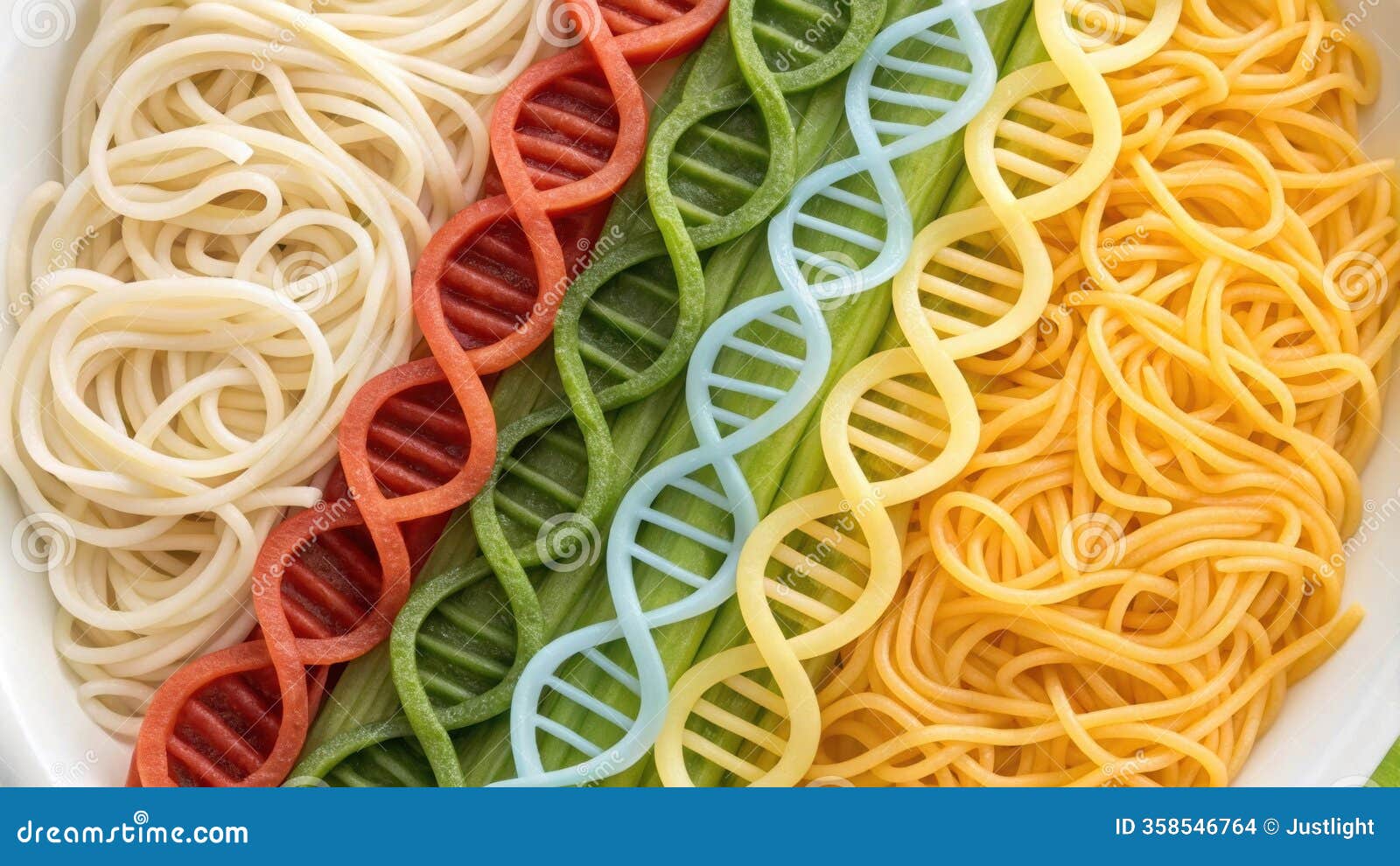 Colorful Food Representing Dna Structure with Various Pasta and ...