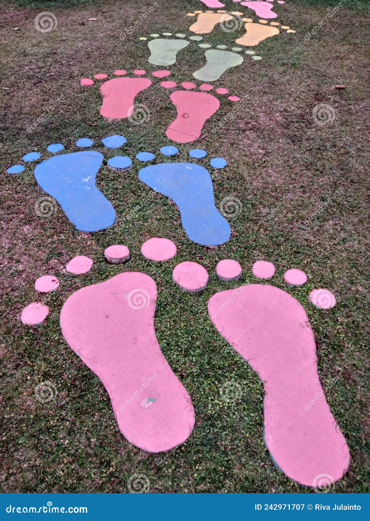 Colorful Foot Print on the Grass Stock Image - Image of pink, flooring ...