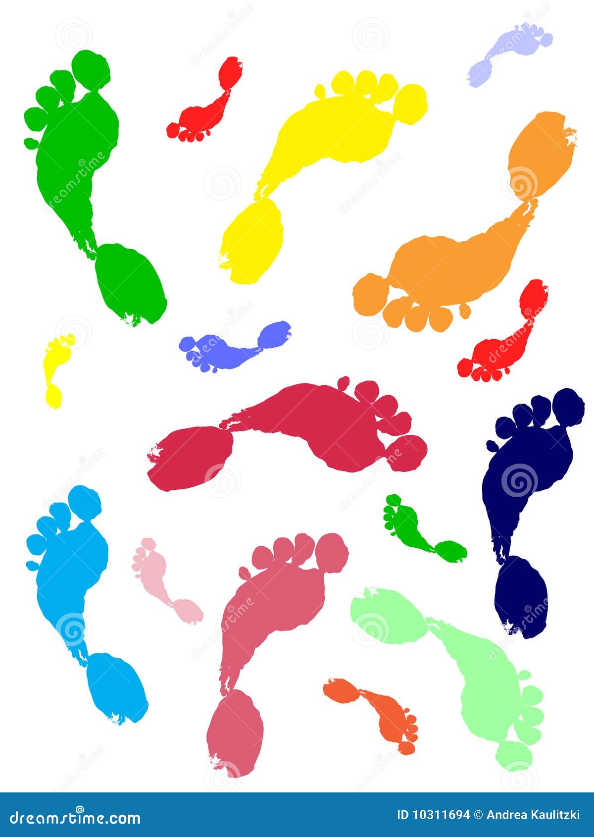 Colorful foot prints stock vector. Illustration of barefoot - 10311694