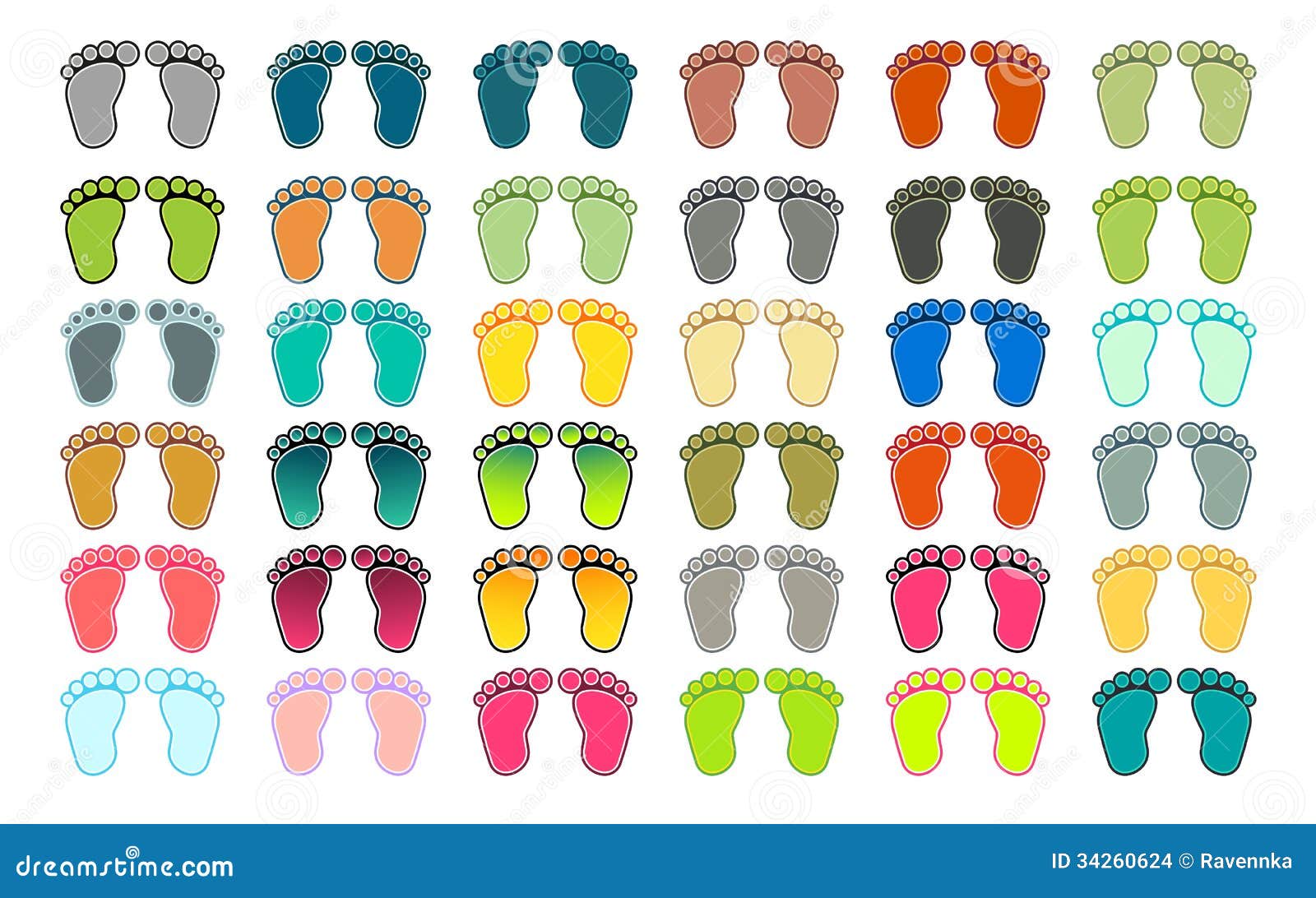 Colorful footprints stock vector. Illustration of organic - 34260624
