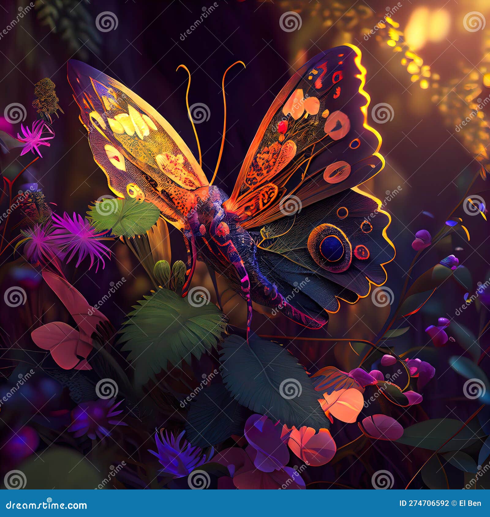 Colorful Forest Butterflies - Ai Generated Stock Illustration ...
