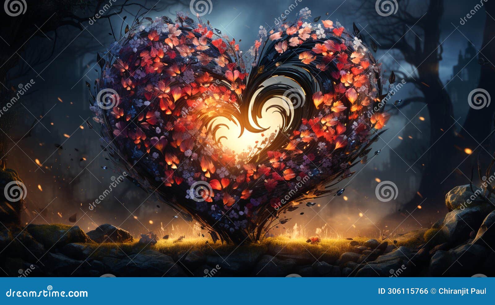 Colorful Forest Fantasy Heart Stock Illustration - Illustration of ...