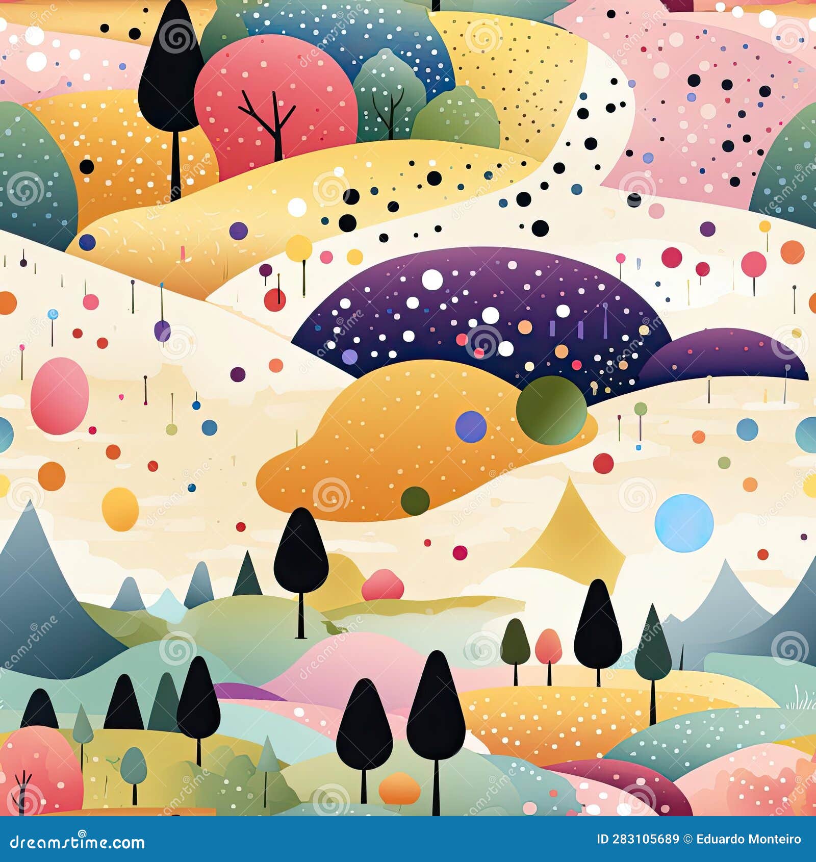 Colorful Forest Landscape with Joyful Celebration of Nature (tiled ...