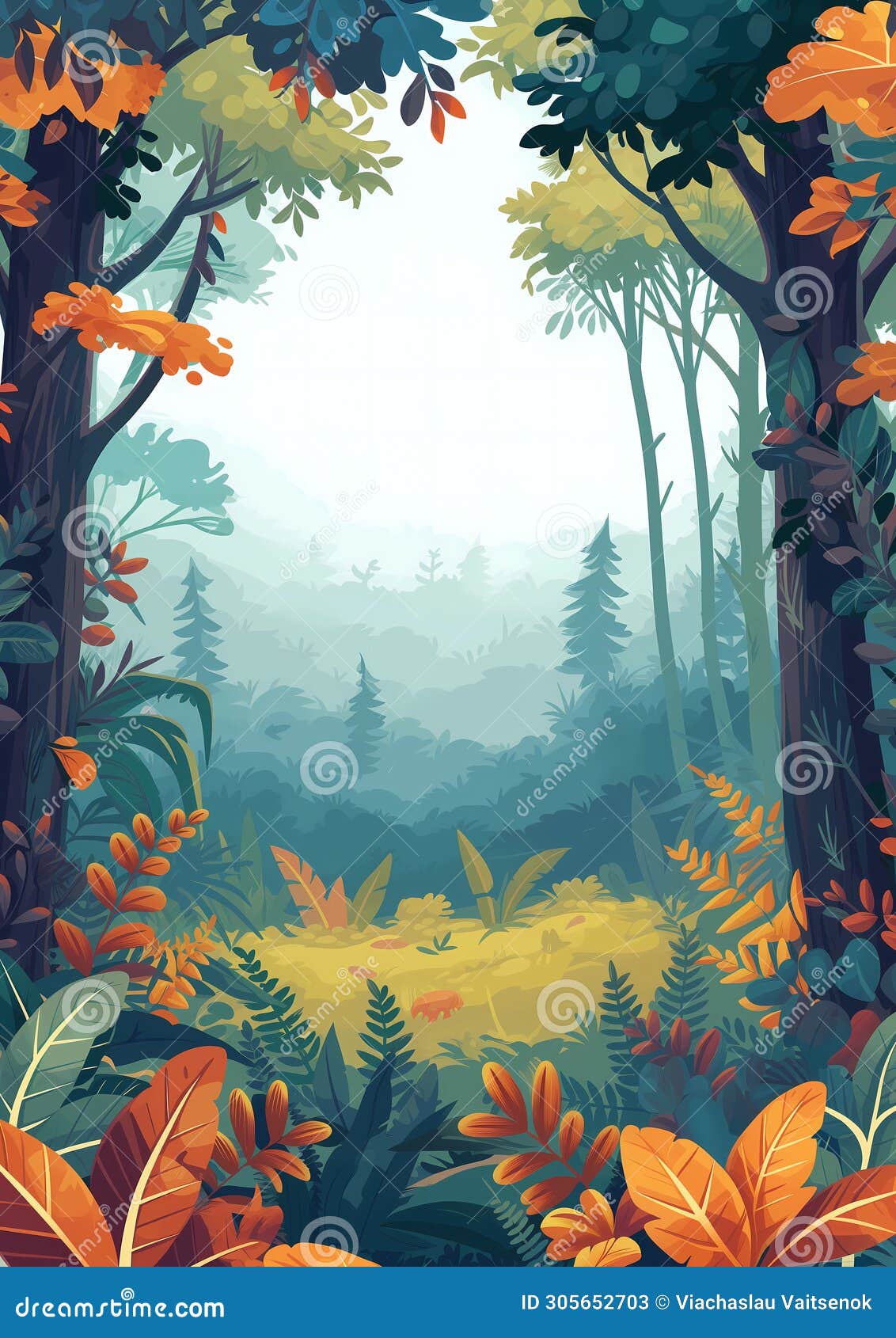 Colorful Forest Vertical Illustration with Copy Space Stock ...