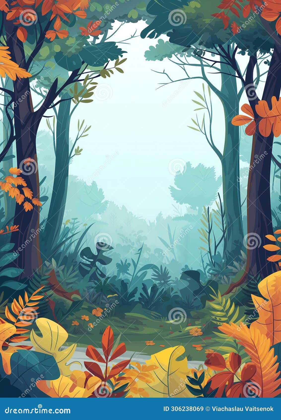 Colorful Forest Vertical Illustration with Copy Space Stock ...