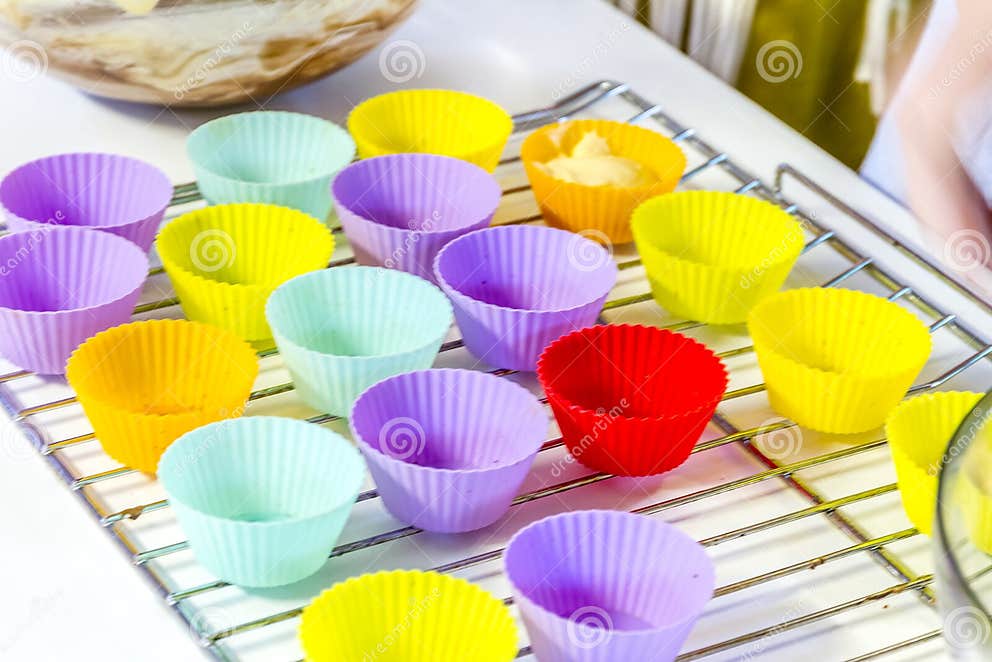 Colorful form for muffins stock image. Image of food - 77949677