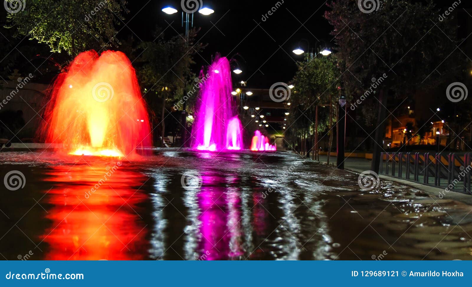 Colorful Fountain. stock image. Image of purple, blue - 129689121