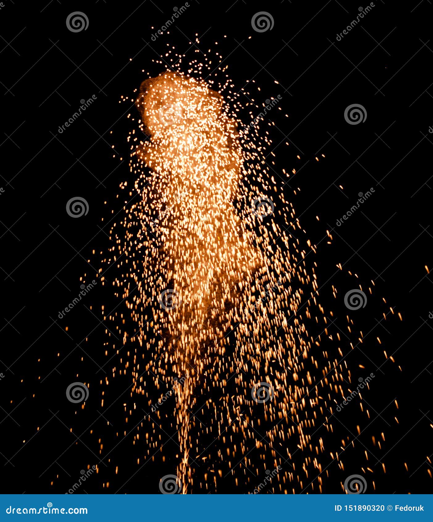 Colorful Fountain Fireworks Stream into Dark Night Stock Photo - Image ...