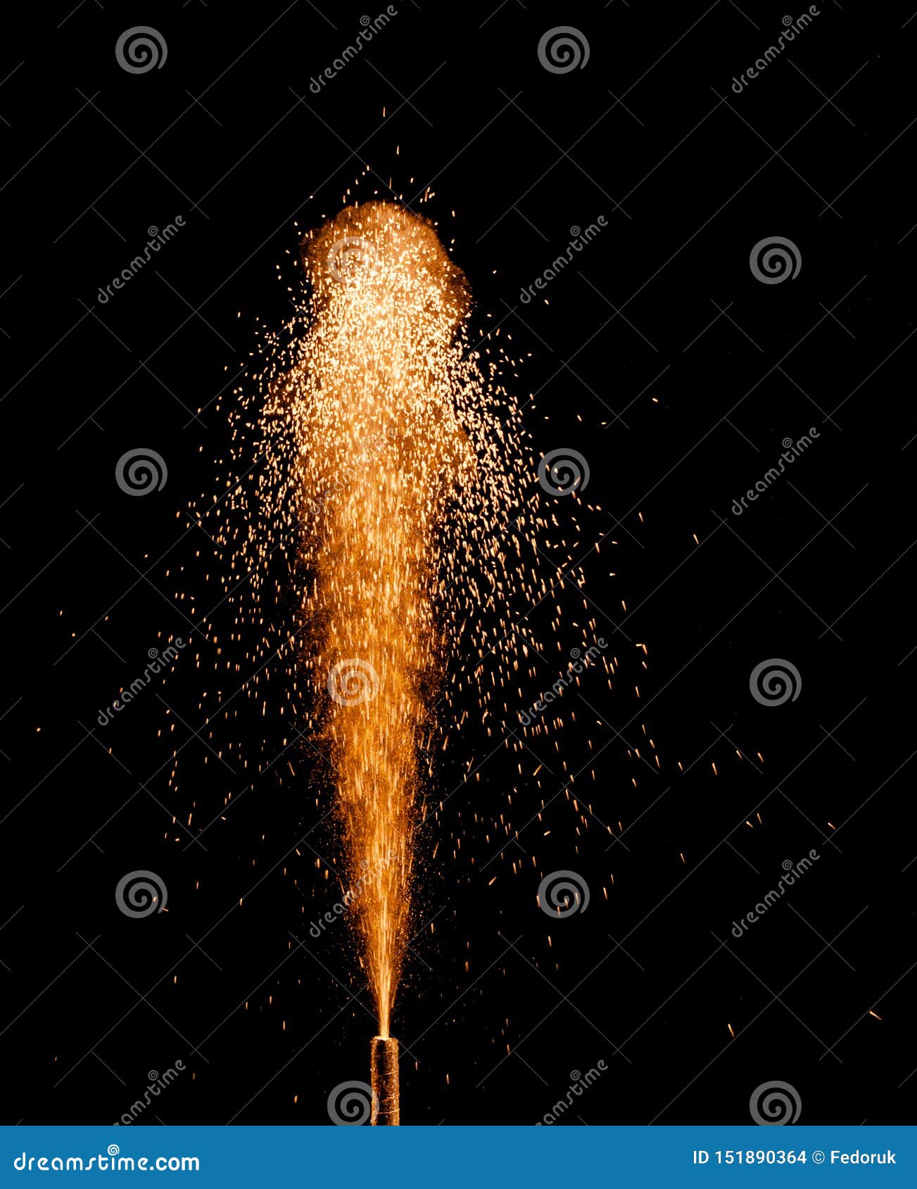 Colorful Fountain Fireworks Stream into Dark Night Stock Photo - Image ...