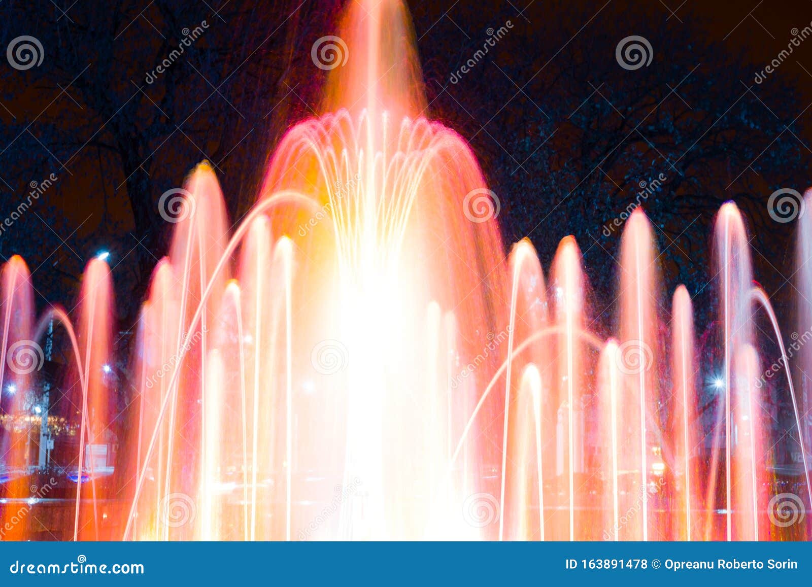 The Colorful of Fountain at Night Stock Photo - Image of famous ...