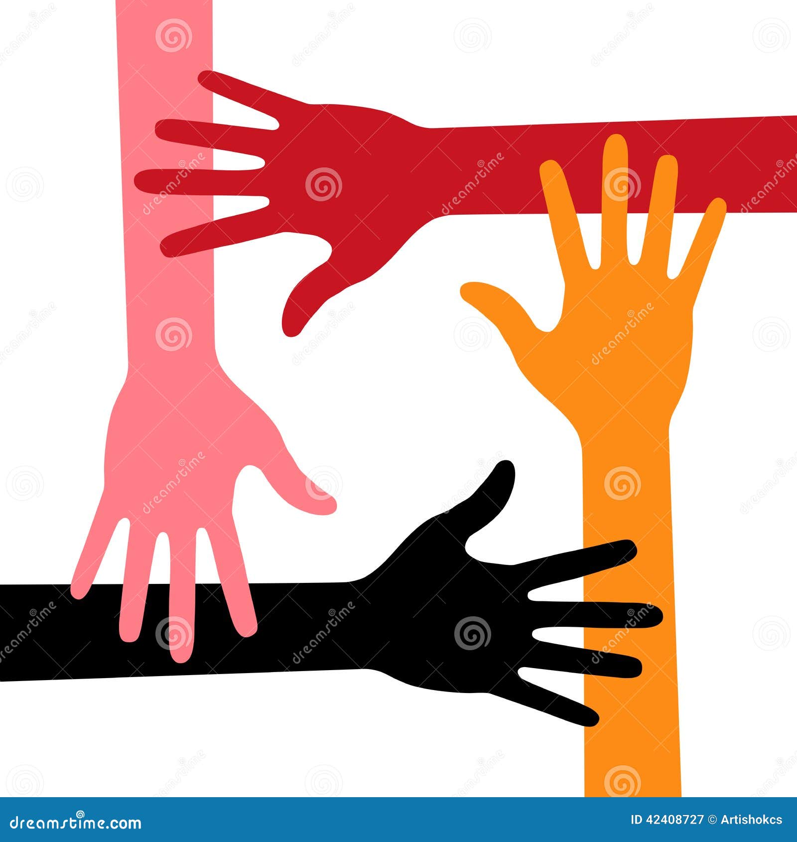 Colorful Four Hands Icon stock vector. Illustration of right - 42408727