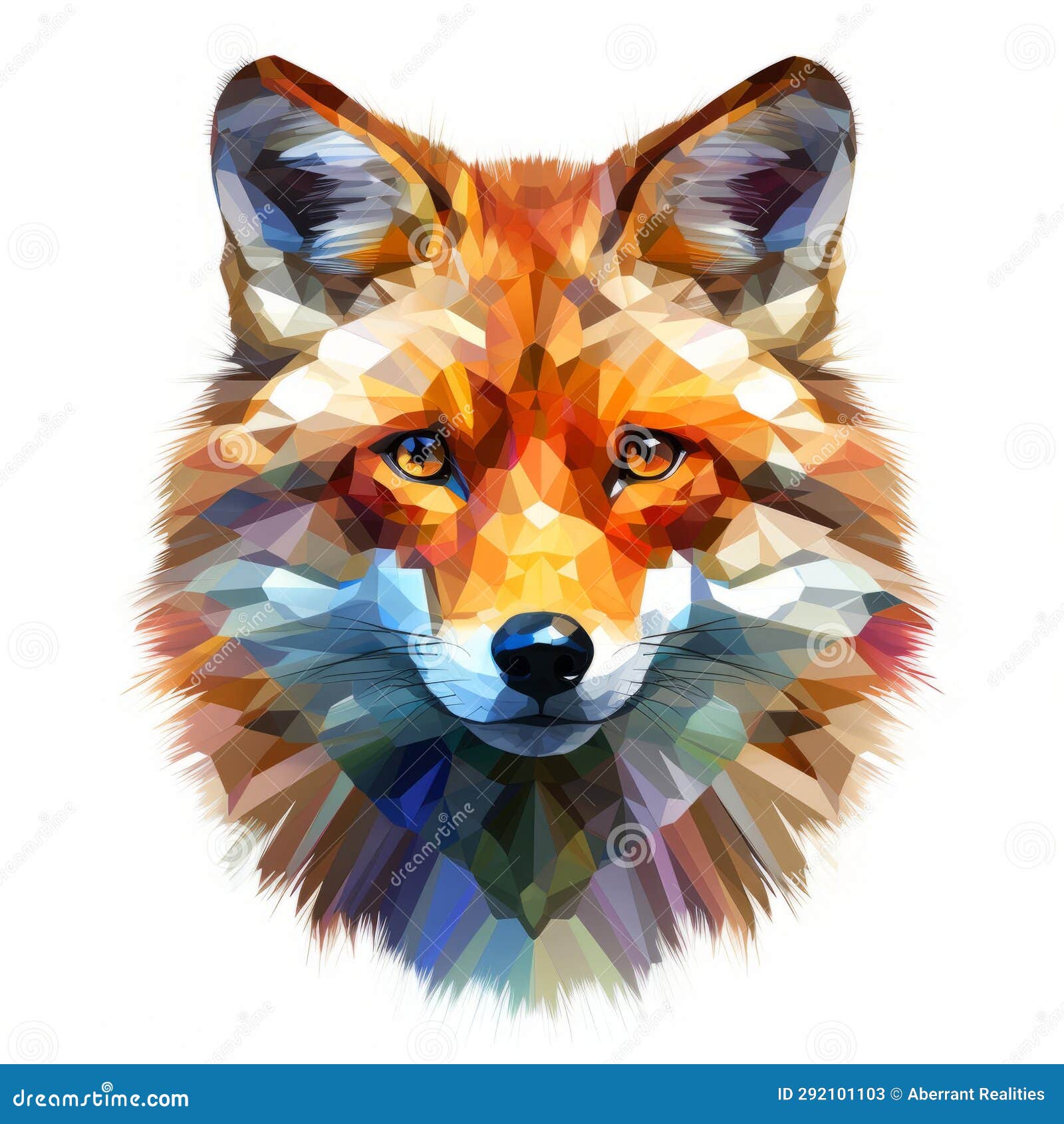 A Colorful Fox Head on a White Background Stock Illustration ...