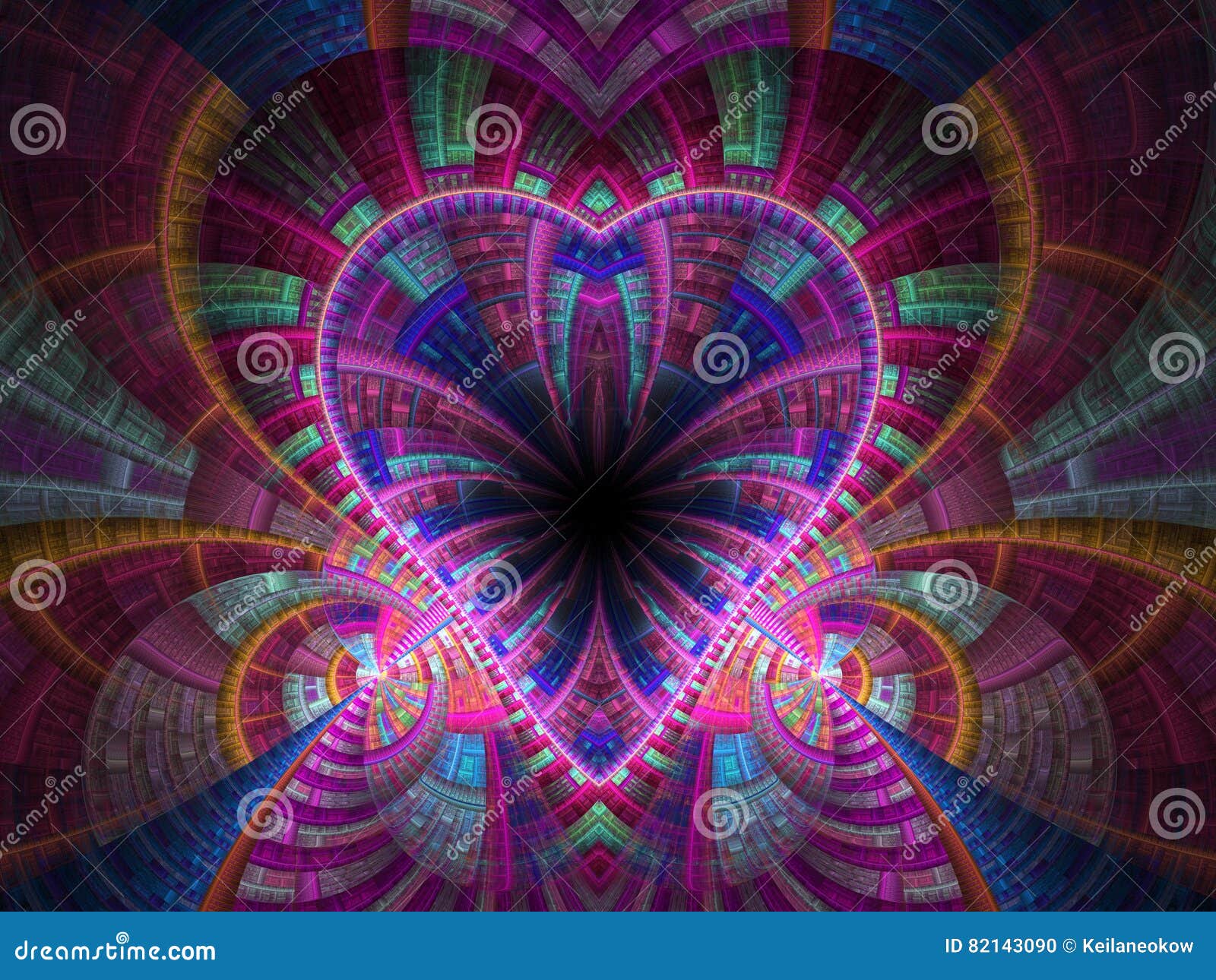 Colorful fractal heart stock illustration. Illustration of banner ...