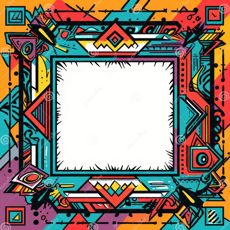 A Colorful Frame with an Abstract Design on it Stock Illustration ...