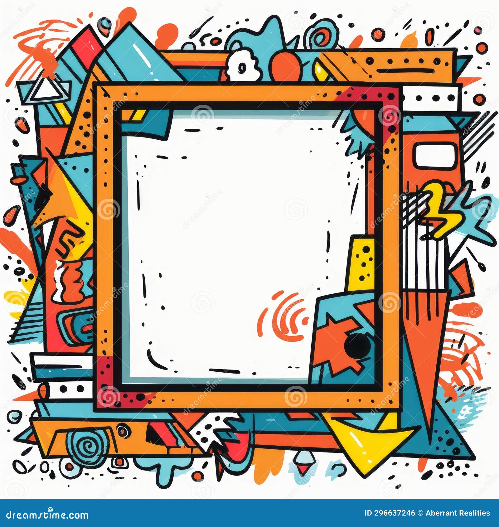 Colorful Frame with Doodles on it Stock Illustration - Illustration of ...