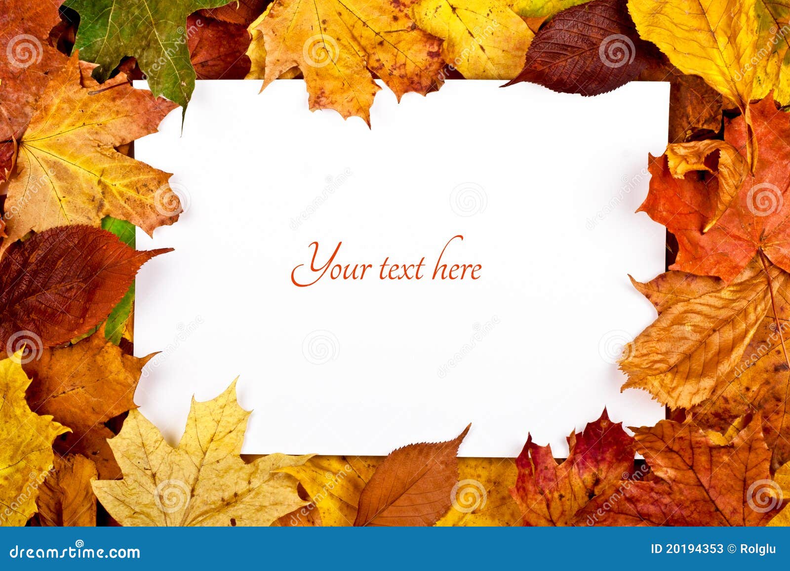 Colorful Frame of Fallen Autumn Leaves with Text Stock Image - Image of ...