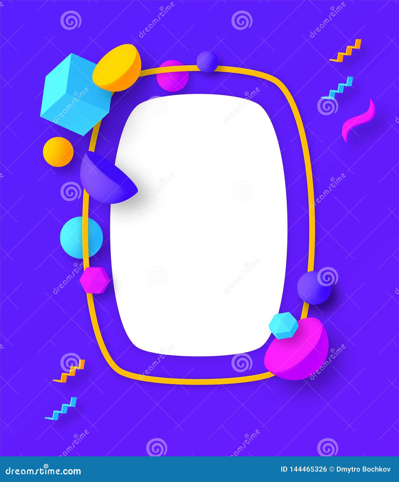 Colorful Frame with Geometric 3D Elements. Trendy Design. Vector Stock ...