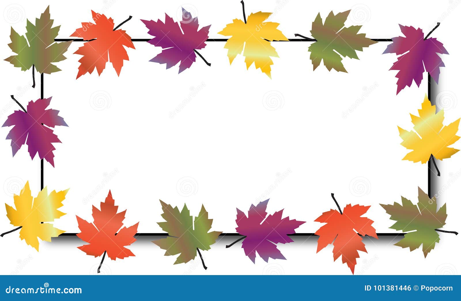 A Colorful Frame of Leafs Autumn Fall Stock Illustration - Illustration ...