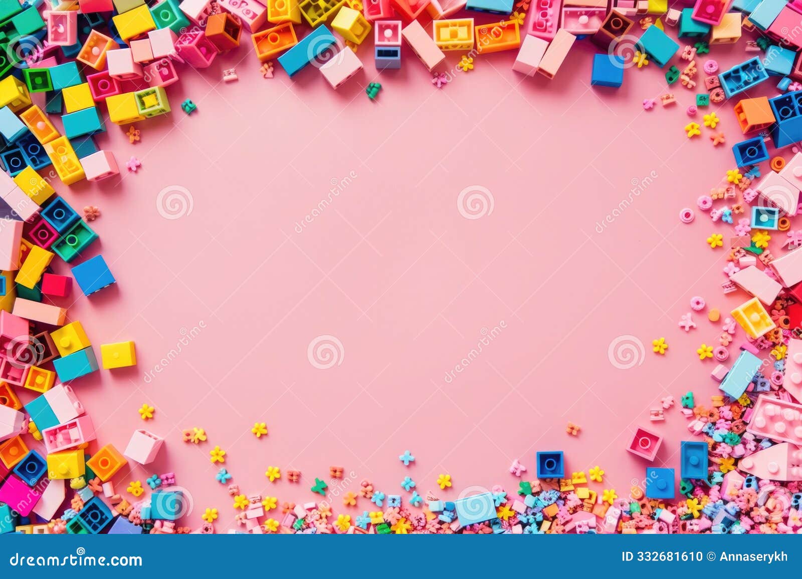 Colorful Frame Made of Assorted Lego Pieces on Pink Background for ...