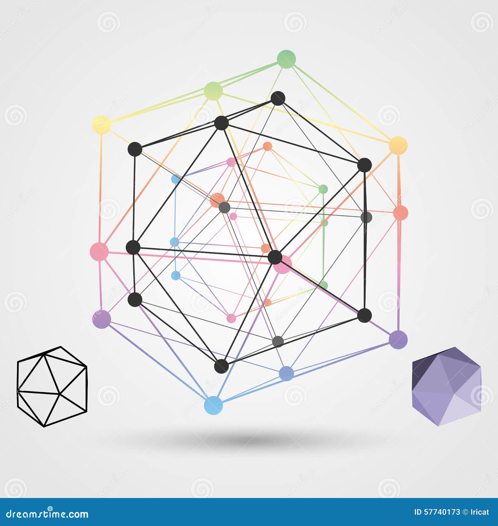 Colorful Frame of the Polygon on a Light Background. Abstract Concept ...