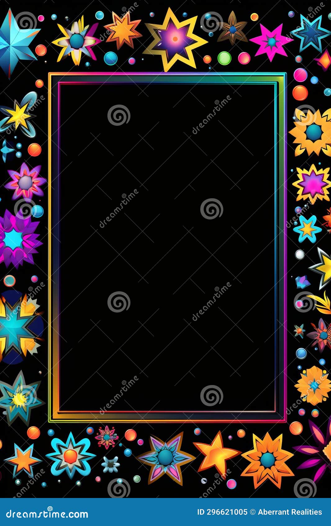 A Colorful Frame with Stars and Stars on a Black Background Stock ...
