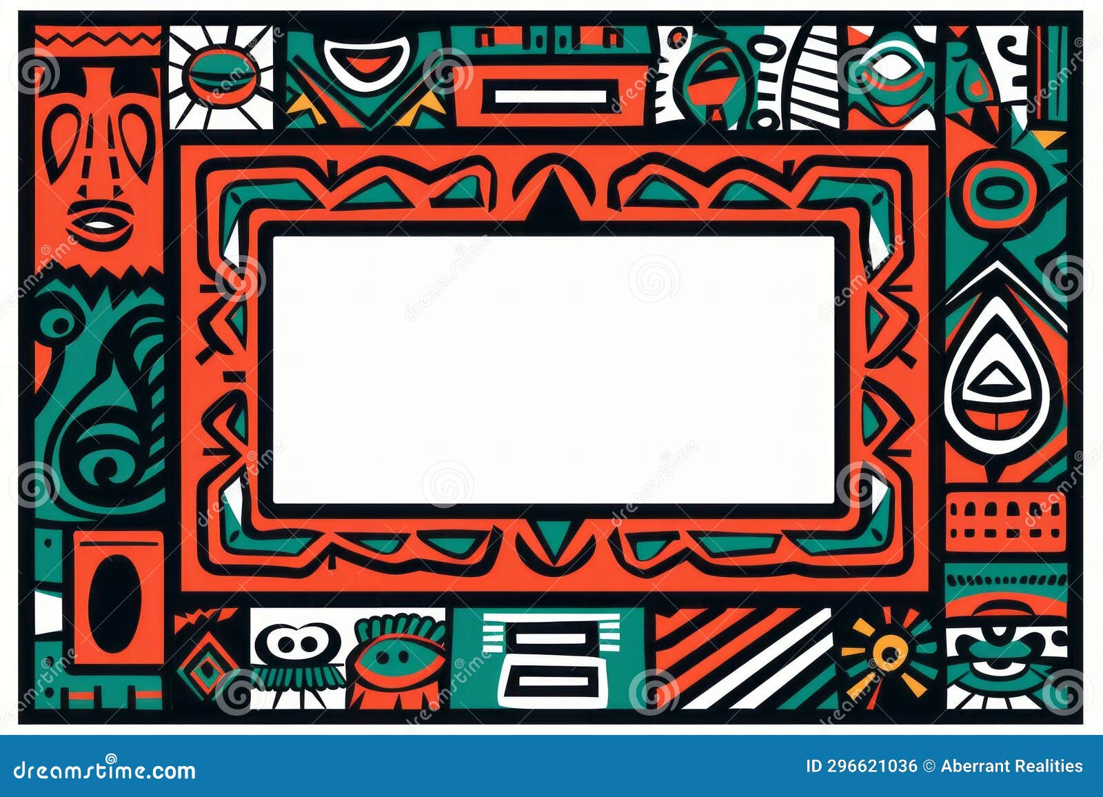 A Colorful Frame with Tribal Designs on it Stock Illustration ...